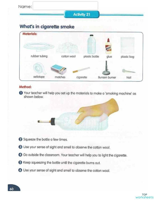 Activity 21: What's in cigarette smoke. Interactive worksheet ...