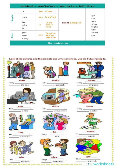 To be going to. Interactive worksheet | TopWorksheets