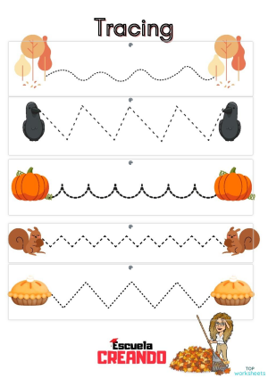 Tracing autumn. Ficha interactiva | TopWorksheets