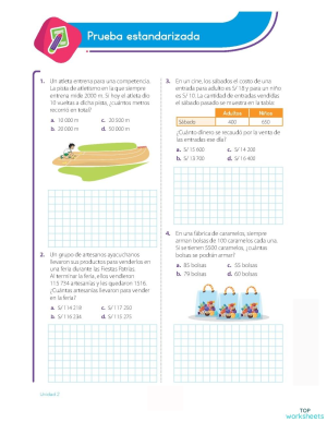 PRUEBA ESTANDARIZADA - 5TO PRIMARIA. Ficha interactiva | TopWorksheets