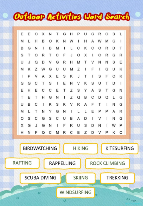 Unit 9 outdoor activities. Interactive worksheet | TopWorksheets