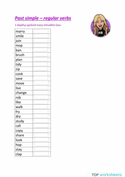 Past simple regular verbs. Interactive worksheet | TopWorksheets