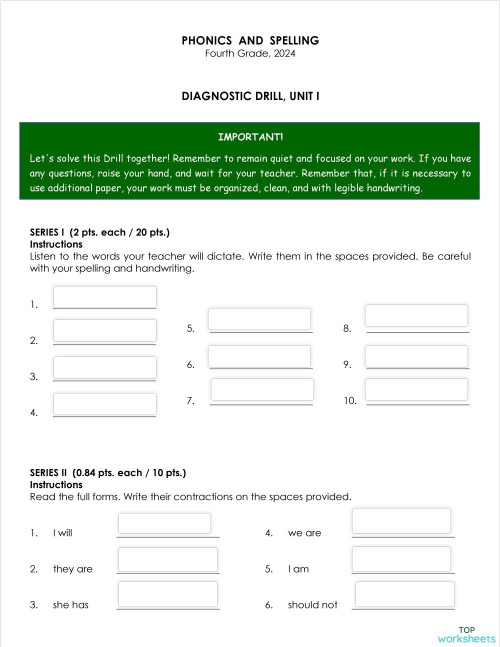 FOURTH GRADE : Phonics and Spelling. Interactive worksheet | TopWorksheets