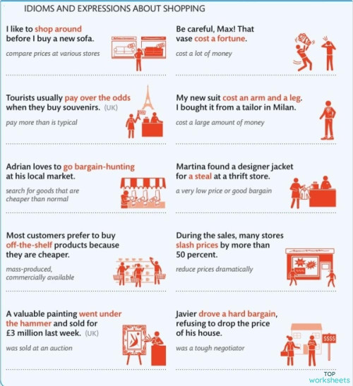 Shopping idioms. Interactive worksheet | TopWorksheets
