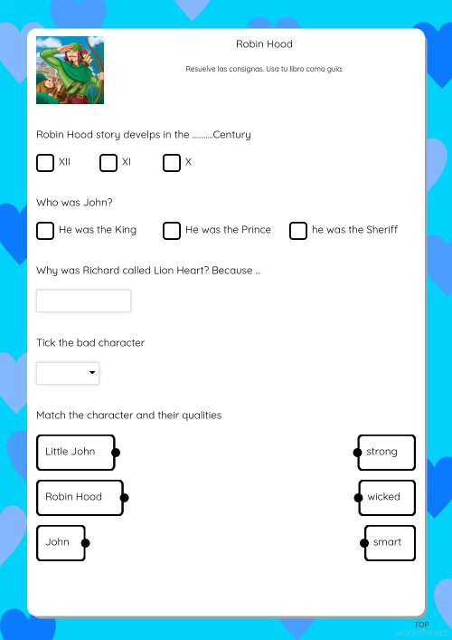 Robin Hood. Interactive worksheet | TopWorksheets