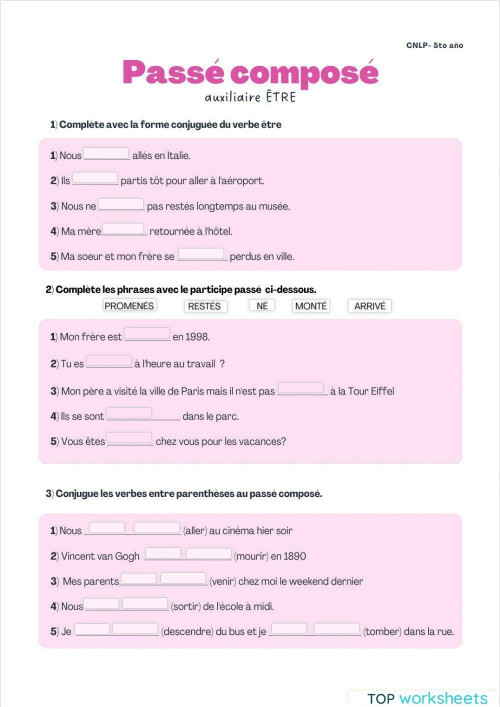 Les verbes du premier groupe. Fiche interactive | TopWorksheets