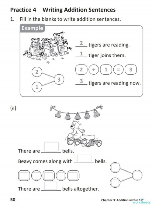 Writing Addition Sentences. Interactive worksheet | TopWorksheets