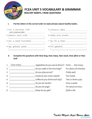 HEALTHY HABITS & HOW QUESTIONS. Interactive worksheet | TopWorksheets