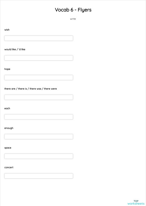 Vocab 6 - Flyers. Interactive worksheet | TopWorksheets