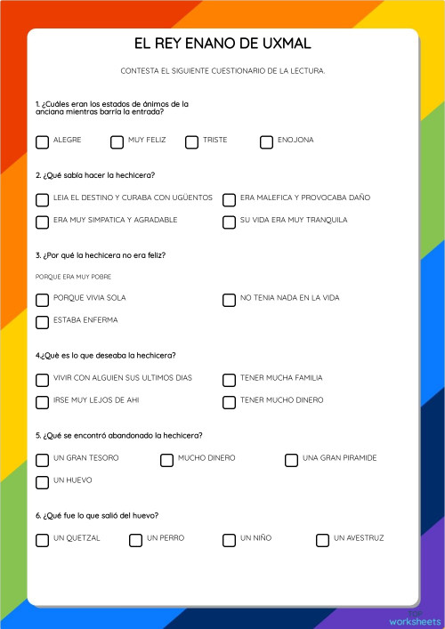 EL REY ENANO DE UXMAL. Ficha interactiva | TopWorksheets