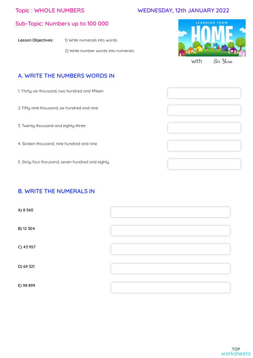 WHOLE NUMBERS 1. Interactive worksheet | TopWorksheets