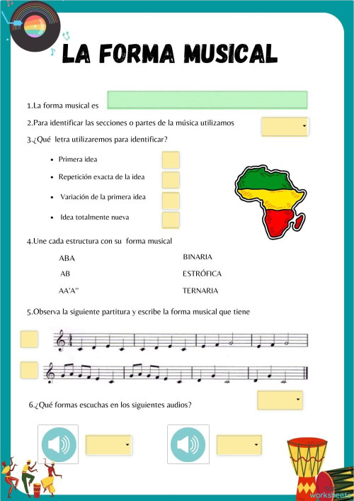 LA FORMA MUSICAL. Ficha interactiva | TopWorksheets