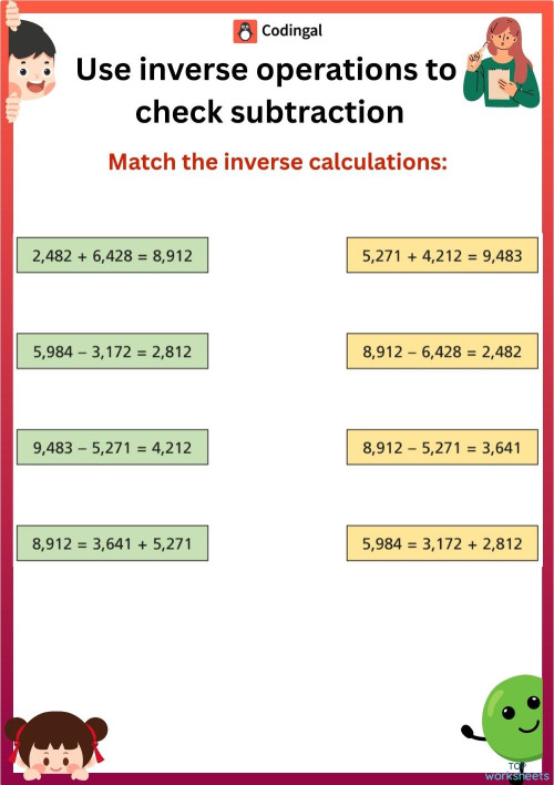 M_G03M13L28_WA01_Use_inverse_operations_to_check_subtraction_3. Interactive worksheet ...