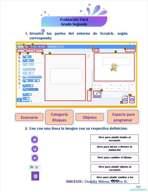 Evaluación sobre Scratch. Ficha interactiva | TopWorksheets