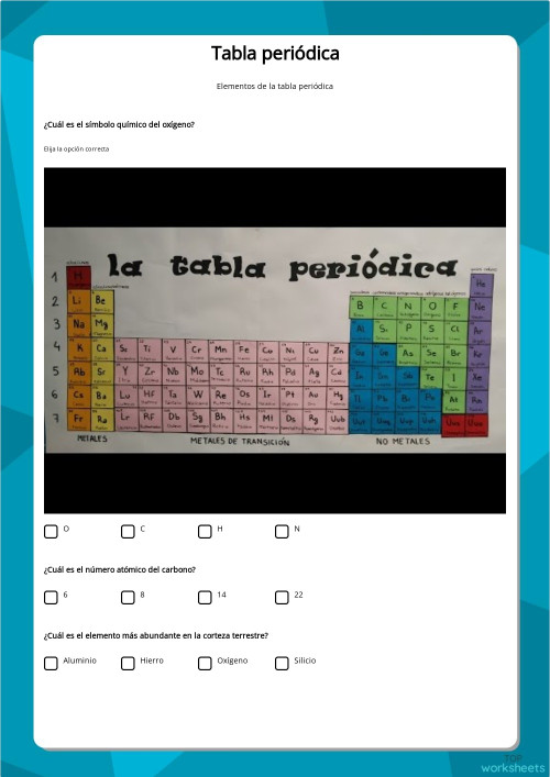 Fichas de Trabajo La Tabla Periodica - Educational Images | Picstank