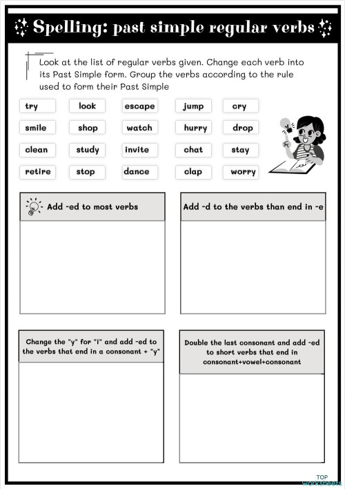 Spelling Regular Verbs. Interactive worksheet | TopWorksheets