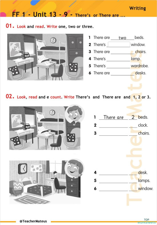 FF 1 - Unit 13 - 09 - There's or There are - Writing -TM0343 ...