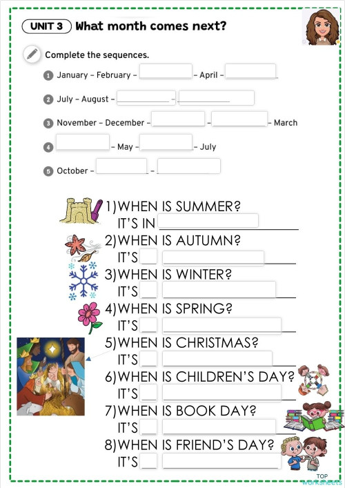 Months and Seasons. Interactive worksheet | TopWorksheets