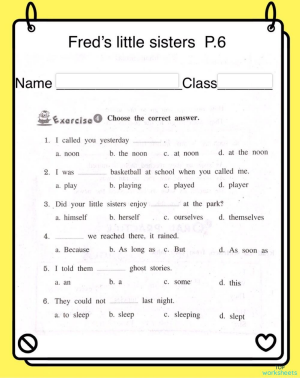 Fred's little sisters P.6. Interactive worksheet | TopWorksheets