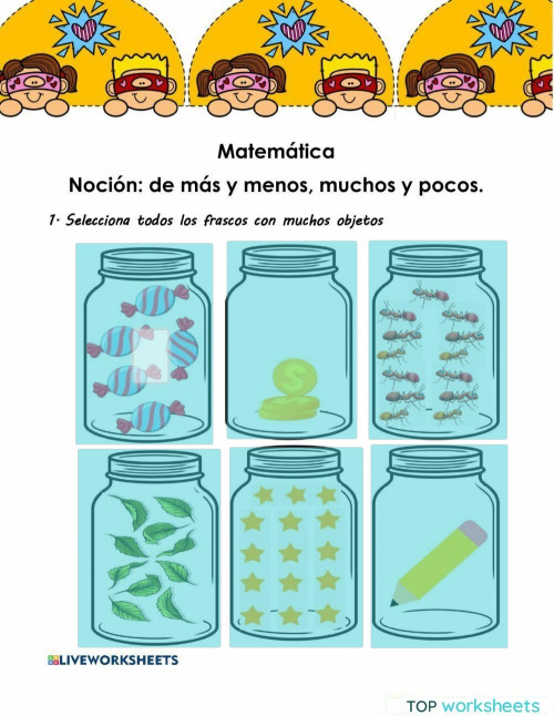 Noción mucho-poco. Ficha interactiva | TopWorksheets