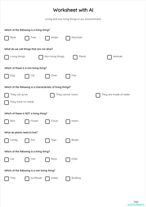 Worksheet with AI. Interactive worksheet | TopWorksheets