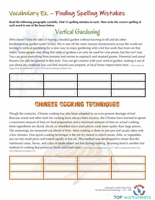 Vocabulary Ex. - Finding Spelling Mistakes. Interactive worksheet ...