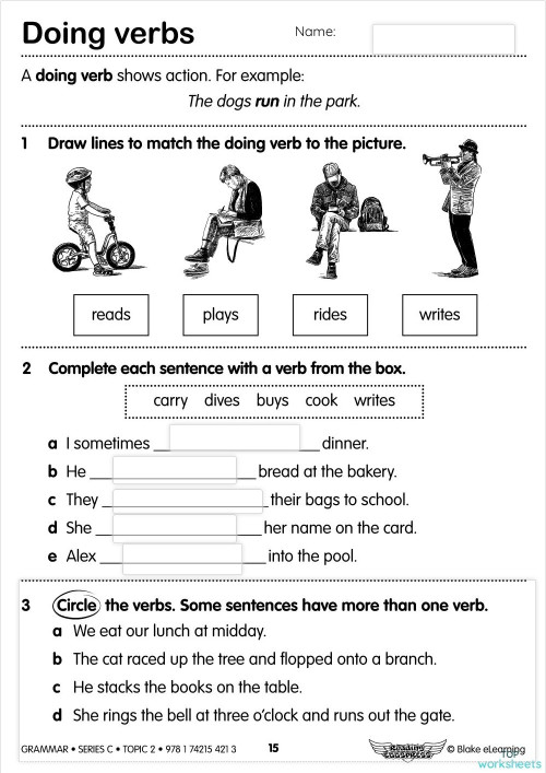 8 Grammar Doing Verbs. Interactive worksheet | TopWorksheets