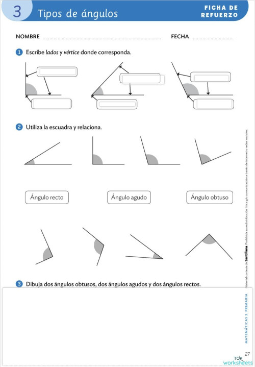 PARTES DE UN ÁNGULO. Ficha interactiva | TopWorksheets