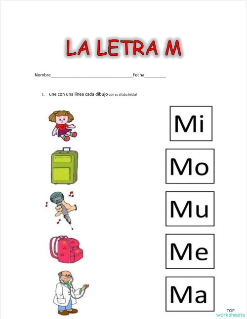 LA LETRA M. Ficha interactiva | TopWorksheets