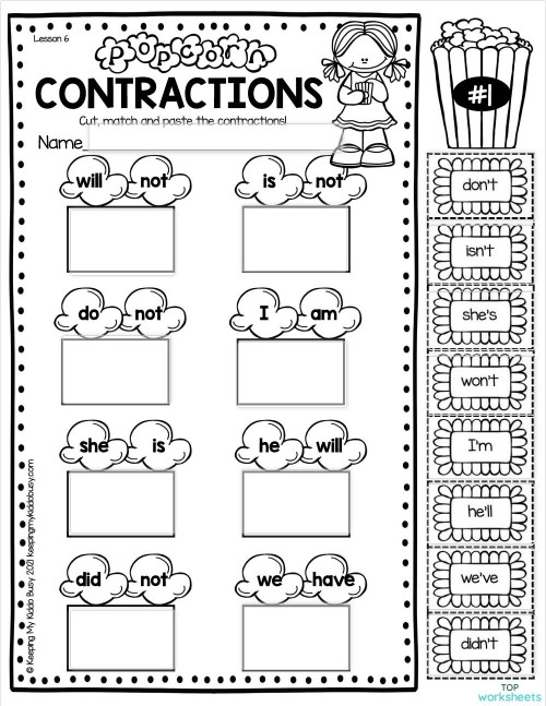 Contractions 1. Interactive worksheet | TopWorksheets