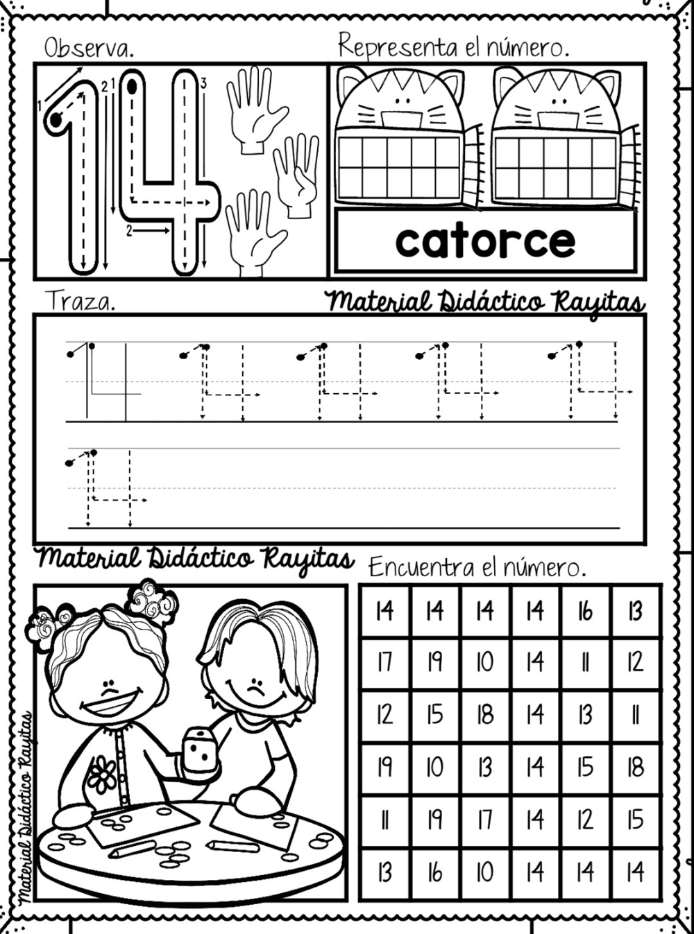 número catorce. Ficha interactiva | TopWorksheets