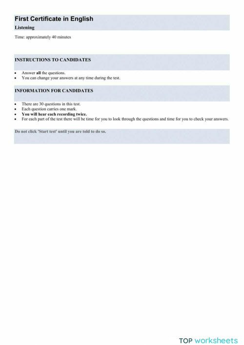 Fce Test 3 Listening Interactive Worksheet Topworksheets - V Fce Test 3 Listening Interactive Worksheet Topworksheets - V