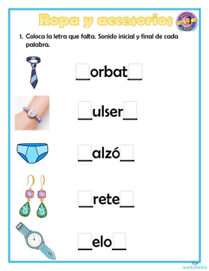 Ropa y accesorios. Ficha interactiva | TopWorksheets
