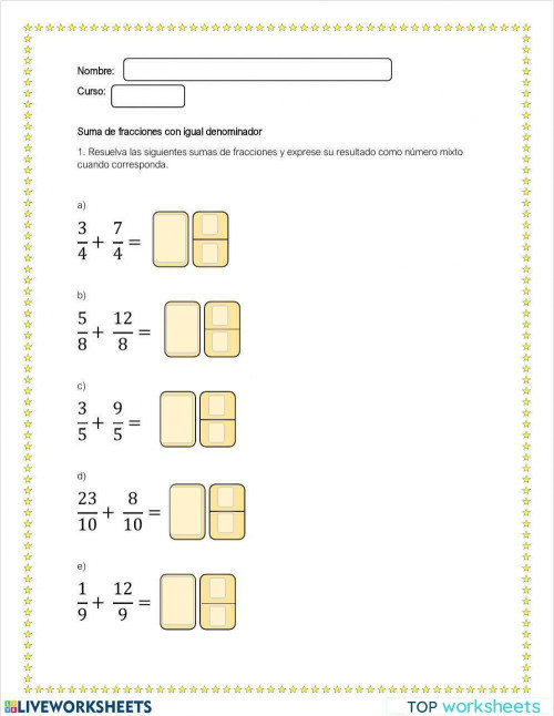 Números mixtos. Ficha interactiva | TopWorksheets