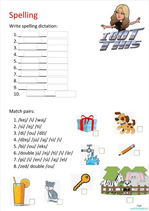 Spelling - dictation. Interactive worksheet | TopWorksheets