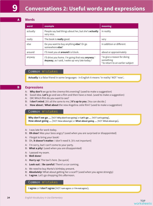 English vocabulary in use elementary Part 2. Interactive worksheet ...