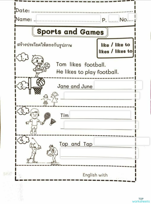 Interactive worksheets and online exercises in thai | TopWorksheets