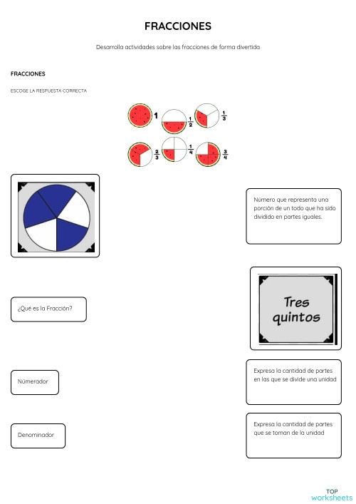 FRACCIONES. Ficha interactiva | TopWorksheets