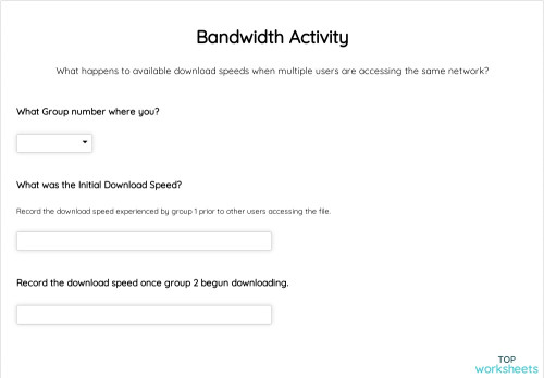 Bandwidth Activity. Interactive worksheet | TopWorksheets