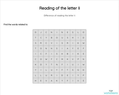Reading of the letter Ii. Interactive worksheet | TopWorksheets