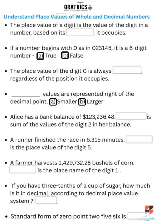 Place Value 5. Interactive worksheet | TopWorksheets