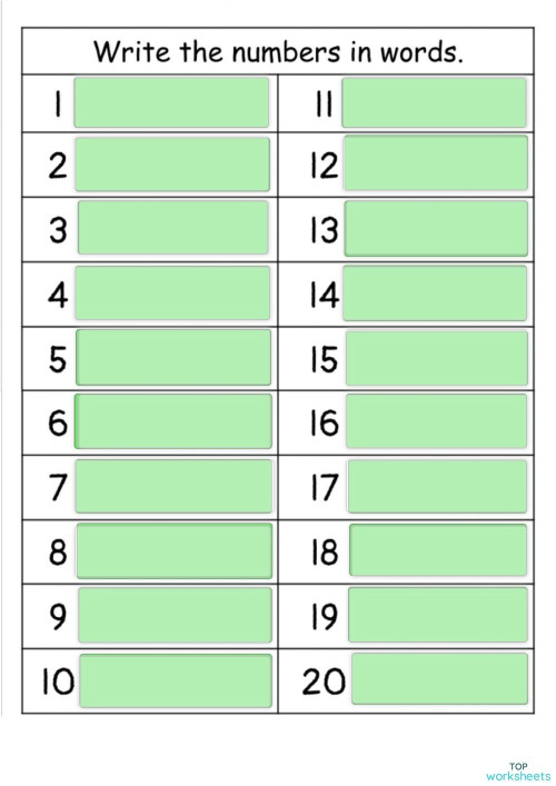 2 Numbers in english. Interactive worksheet | TopWorksheets