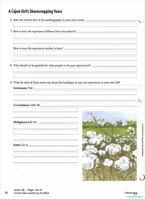 Lesson 48: A Cajun Girl's Sharecropping Years Pg 59. Interactive ...