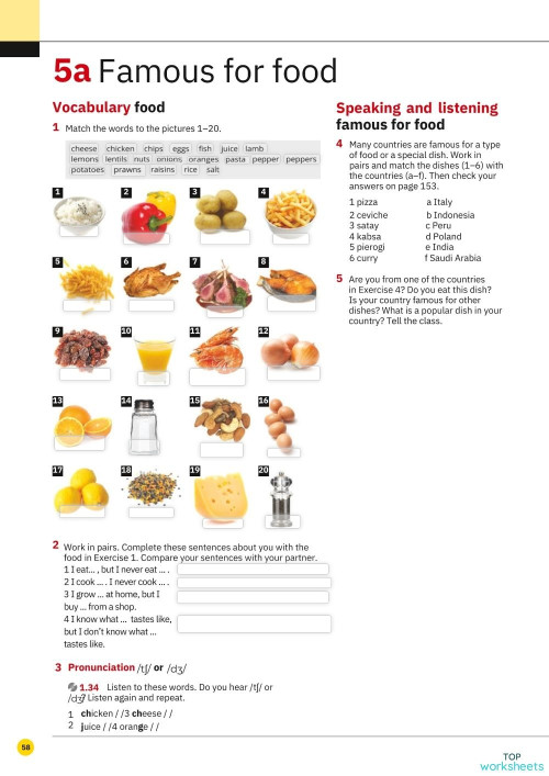 Food: countable and uncountable. Interactive worksheet | TopWorksheets