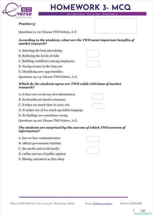 SS - Listening 3 Homework. Interactive worksheet | TopWorksheets
