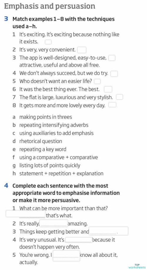 persuasion. Interactive worksheet | TopWorksheets