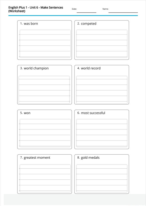 English Plus 1 - Unit 6 - Make Sentences. Interactive worksheet ...
