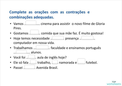 Contrações_1. Ficha interativa | TopWorksheets