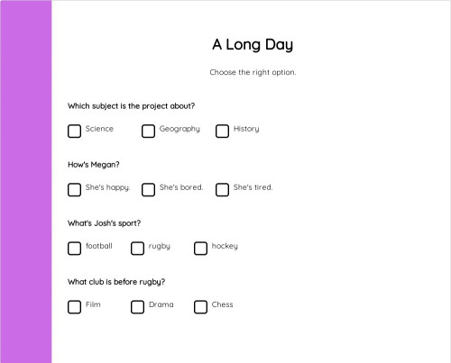 A Long Day. Interactive worksheet | TopWorksheets