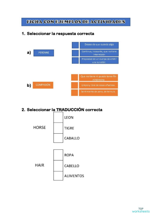 FICHA SELECCIÓN MÚLTIPLE. Ficha interactiva | TopWorksheets